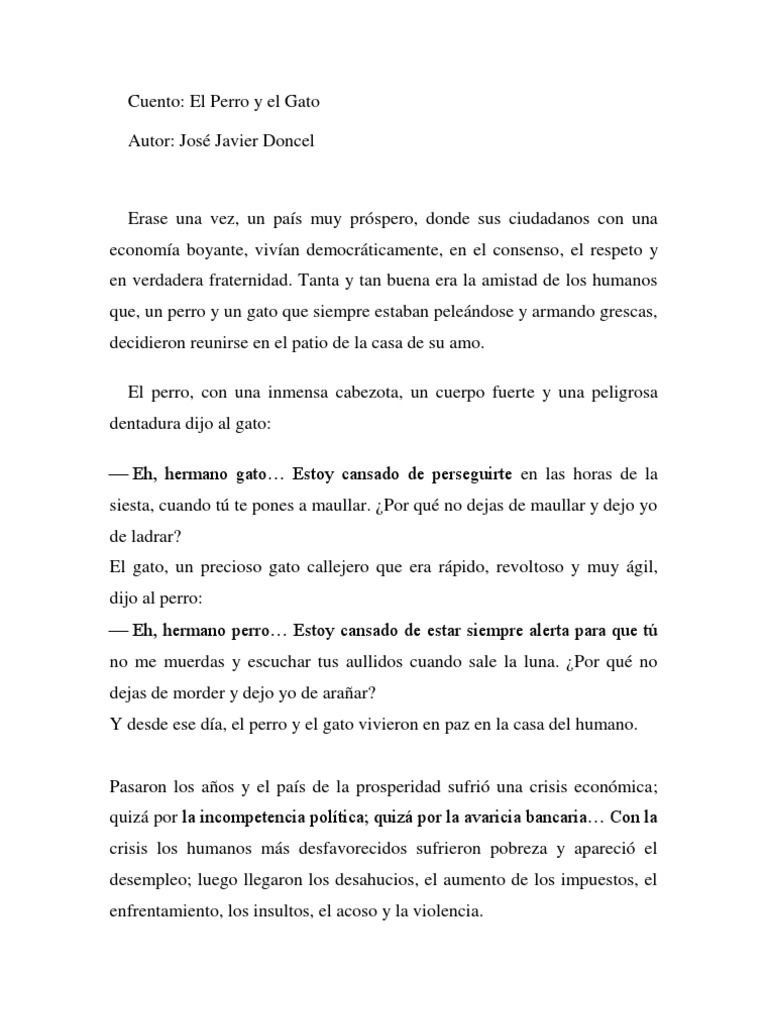 CUENTO: El Perro y El Gato | PDF | Viajes y turismo