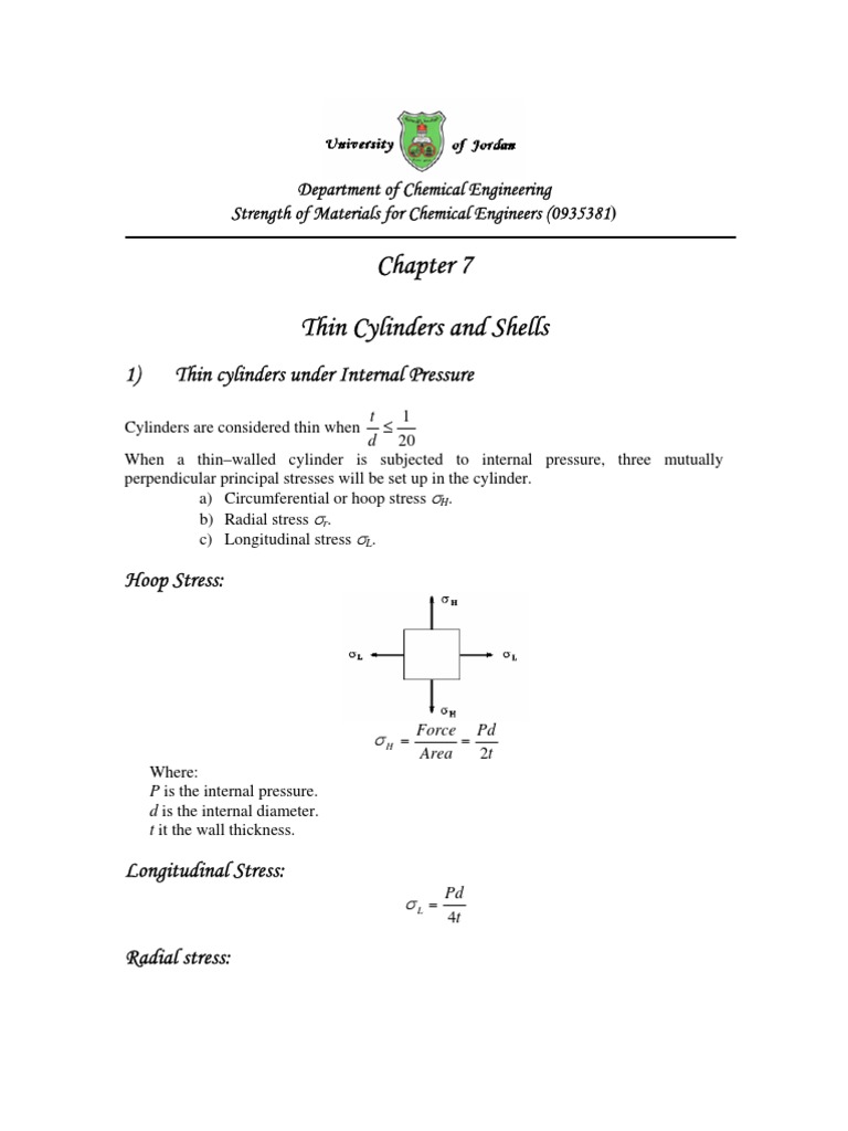 Thin Cylinders & Shells: Stress Analysis | PDF | Stress (Mechanics ...