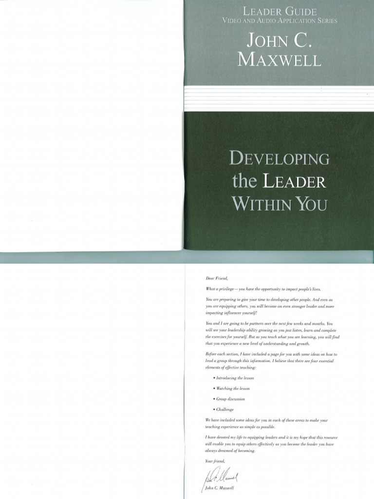 Developing The Leader Within You Facilitator Guide | PDF