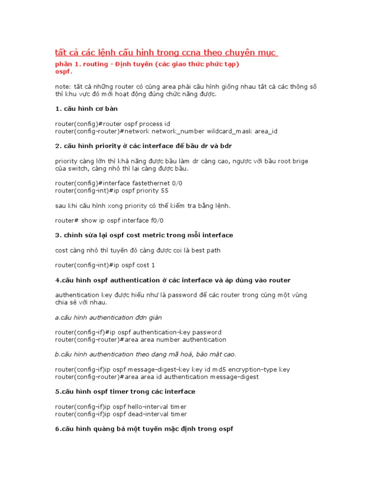 Lenh Cau Hinh CCNA | PDF