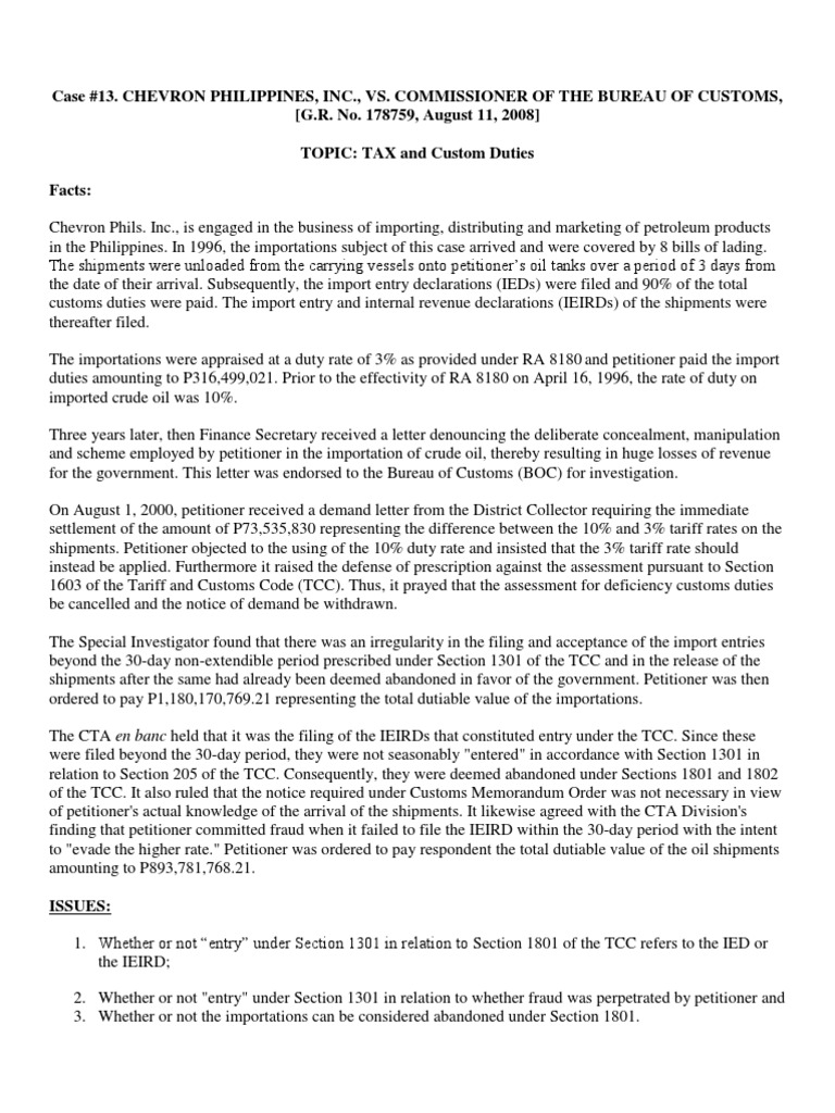 Chevron vs. BOC | Download Free PDF | Tariff | Customs