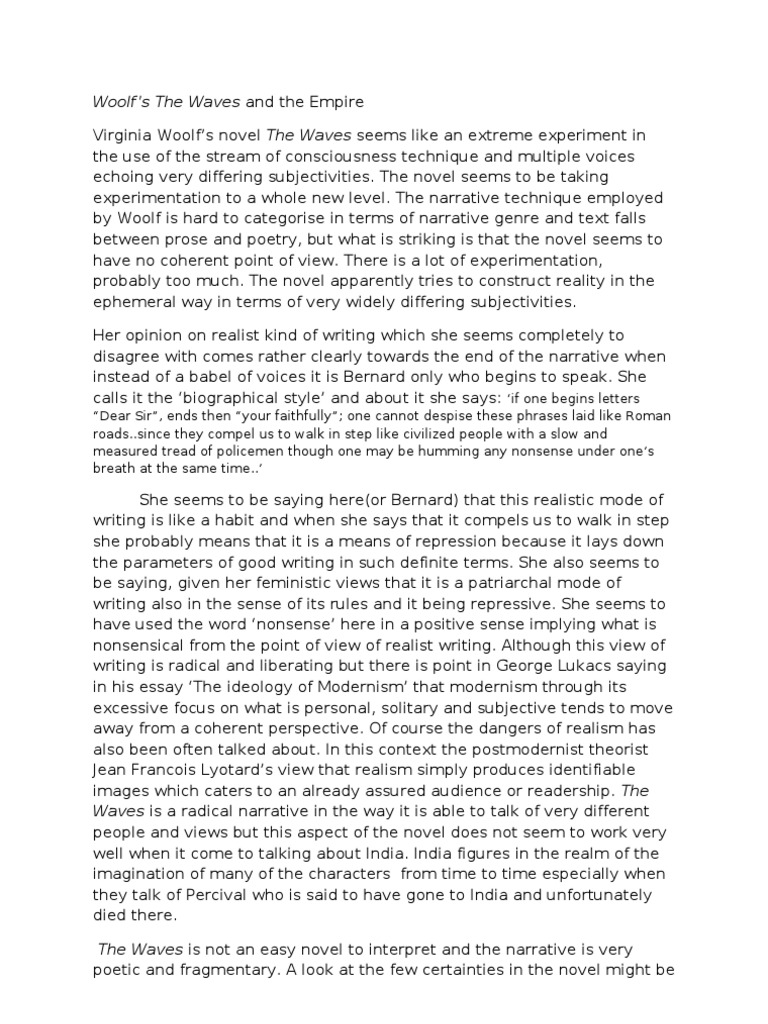 The Waves, Virginia Woolf | PDF | The Waves | Narration