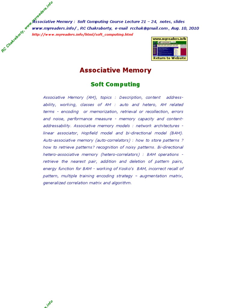 04 Associative Memory | PDF | Memory | Recall (Memory)