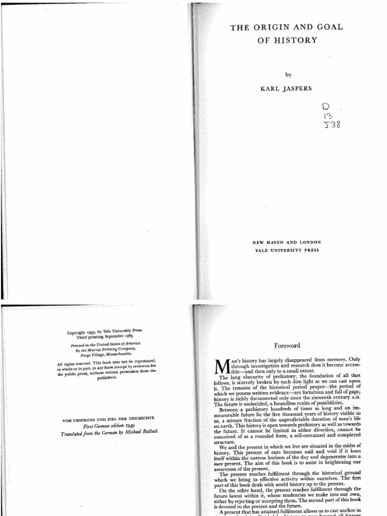 Karl Jaspers - The Origin and Goal of History | PDF