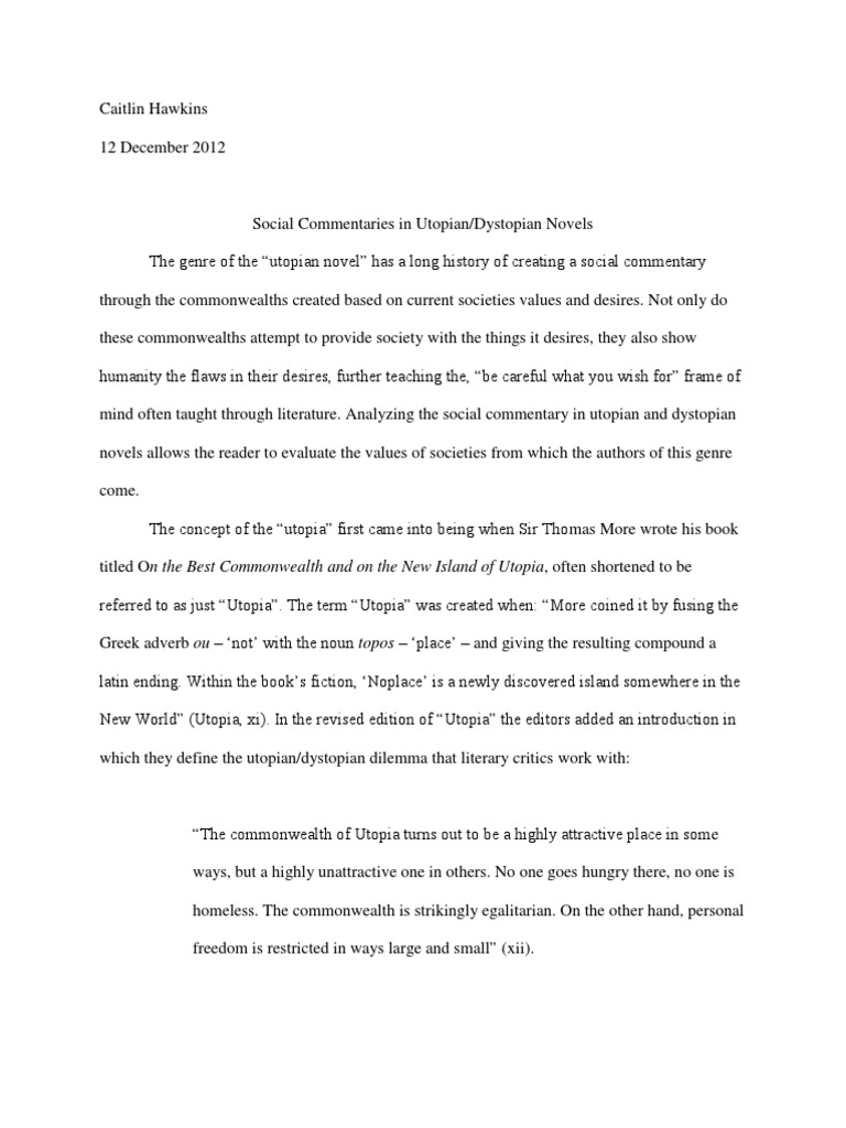 Utopian/Dystopian Novel | PDF | Utopian And Dystopian Fiction | Utopia