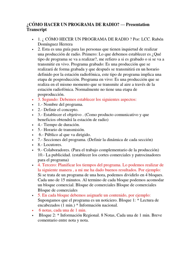 CÓMO HACER UN PROGRAMA DE RADIO (1) | Guión | Radio