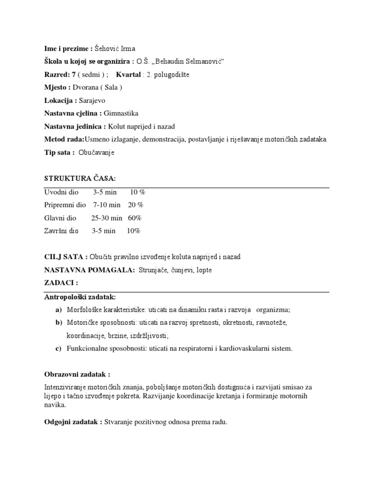 Kolut Naprijed, Nazad Obucavanje | PDF
