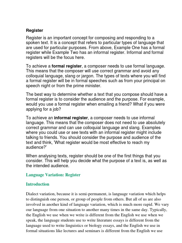 Style and Register | PDF | English Language | Symbols