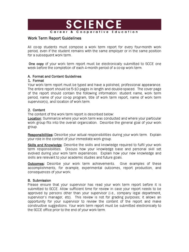 Work Term Report Guidelines 2010 | PDF