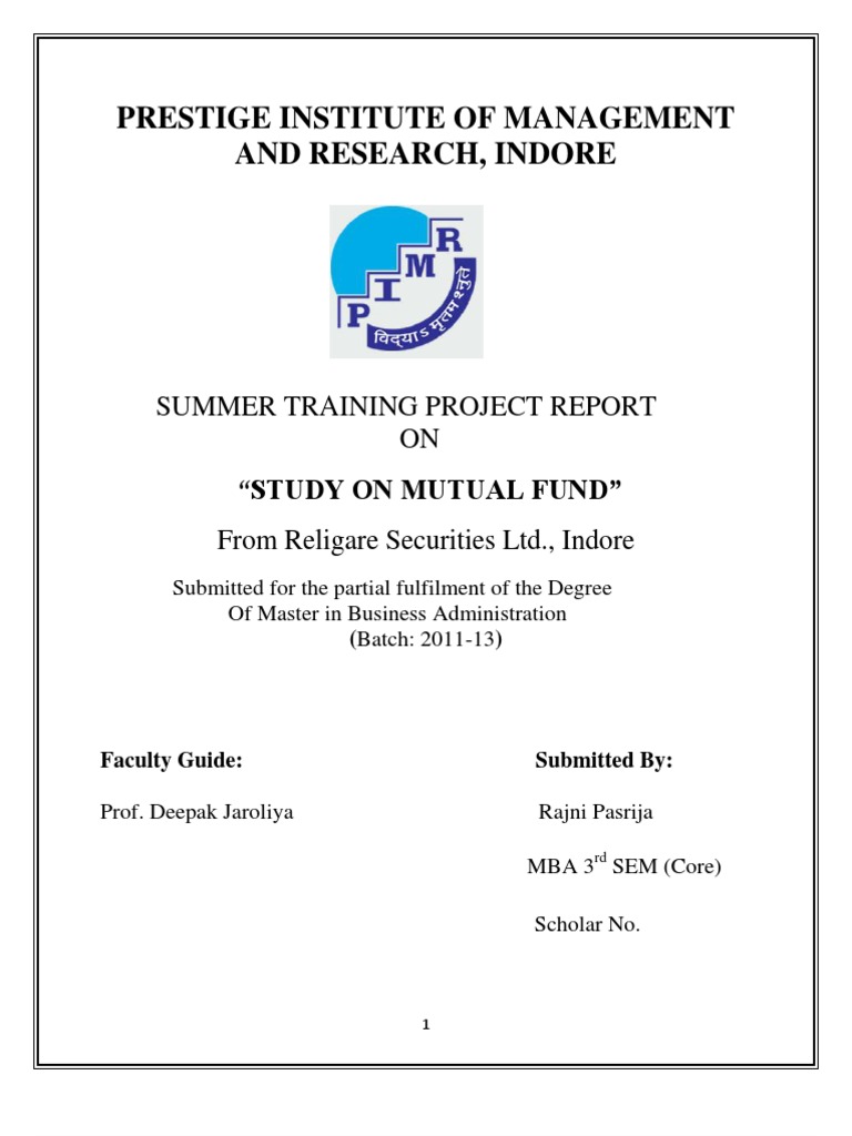 Final Project Report On Mutual Fund | PDF | Mutual Funds | Investing