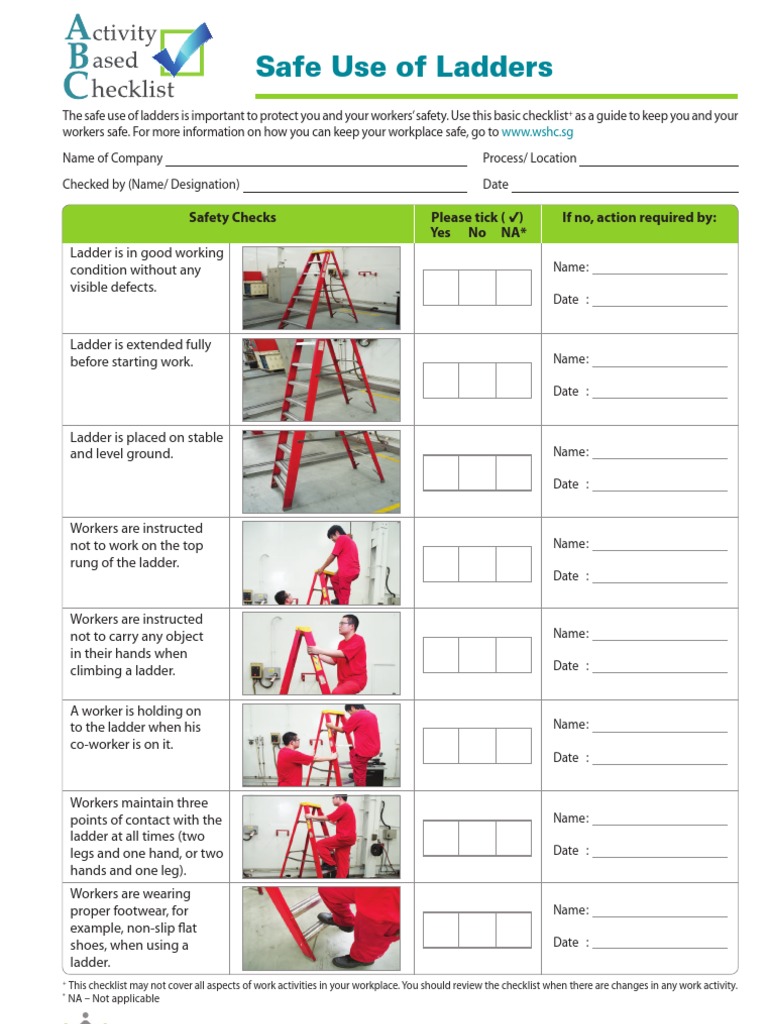 Safe Use of Ladders Checklist | PDF