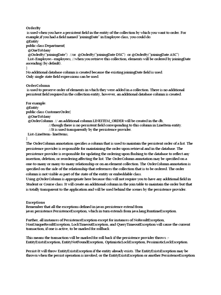 JPA | PDF | Enterprise Java Beans | Class (Computer Programming)