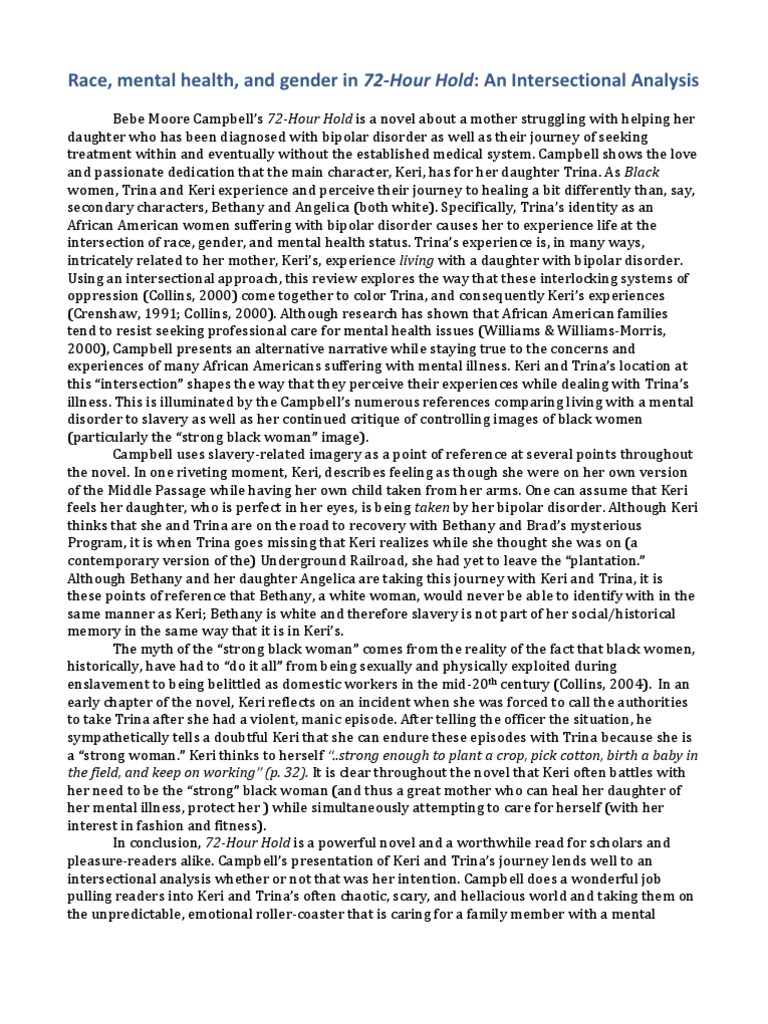 Book Review 72-Hour Hold | PDF | Intersectionality | Mental Disorder