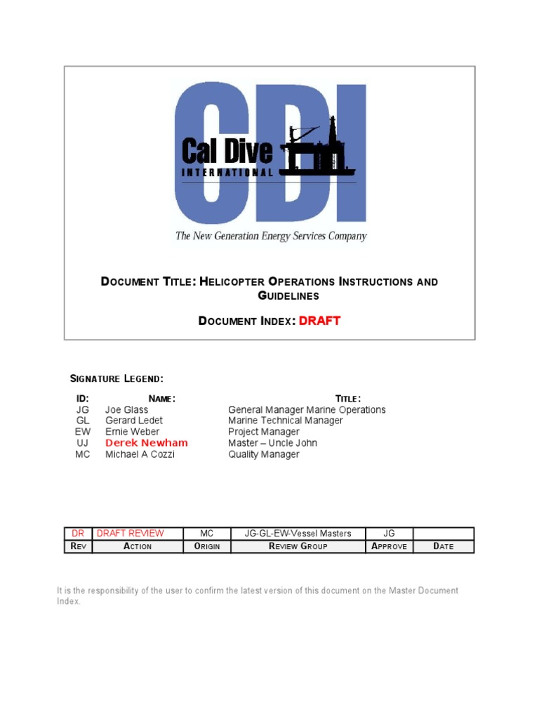 Helicopter Operations Guidelines | PDF | Helicopter | Underwater Diving