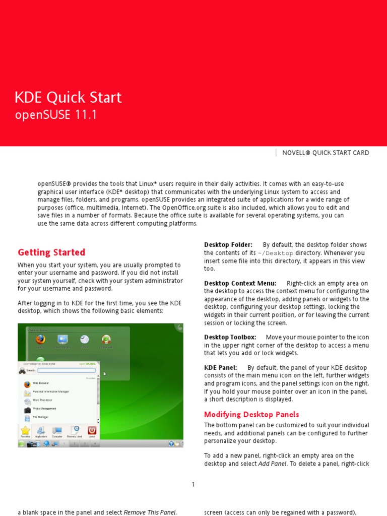 Kde Quick Start: Opensuse 11.1 | PDF | Instant Messaging | Icon (Computing)
