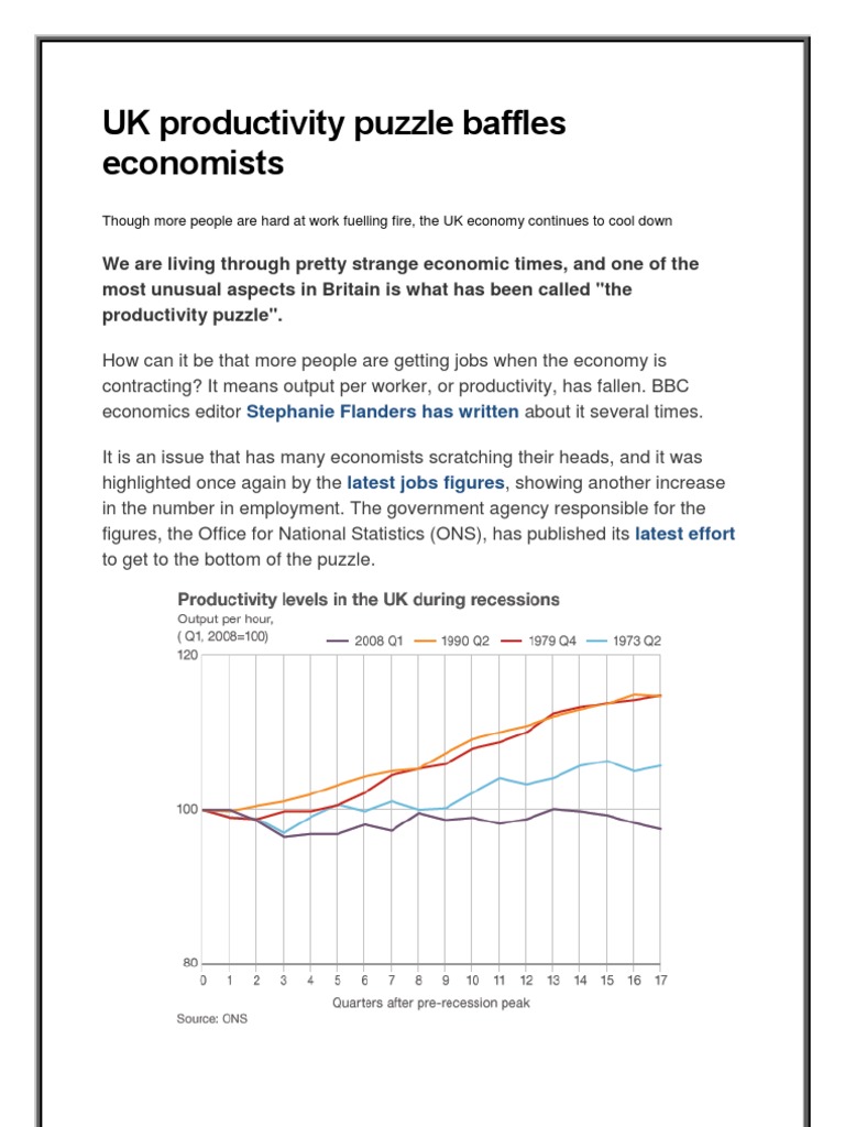Uk Productivity Puzzle | PDF | Recession | Economics