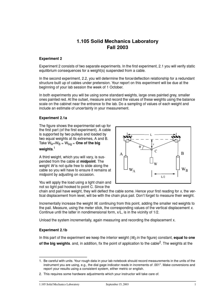 1.105 Solid Mechanics Laboratory Fall 2003: Experiment 2 | PDF | Trigonometric Functions ...