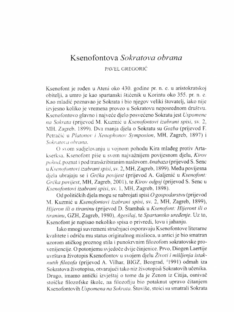 Ksenofont Sokratova Obrana | PDF