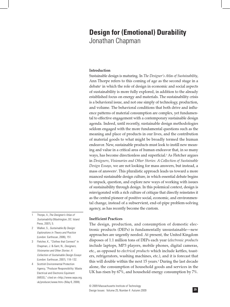 Design For (Emotional) Durability - Autumn 2009, Vol. 25 - Jonathan ...