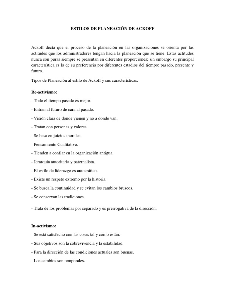 Planeacion Ackoff | PDF
