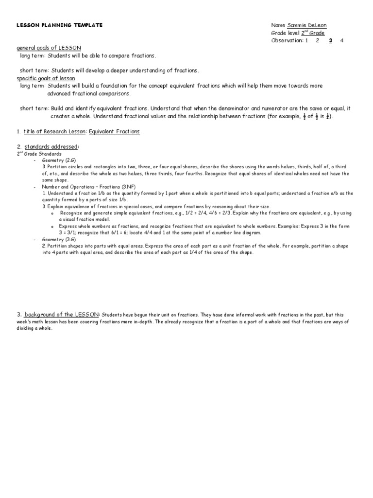 Lesson Planning Template: 2 Grade Standards - Geometry (2.G) | PDF ...
