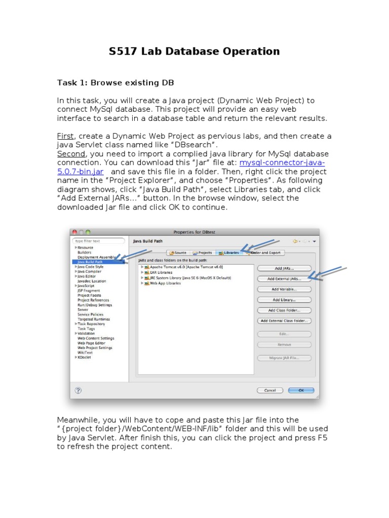 S517 Lab Database Operationlab5 Pdf Java Programming Language Sql