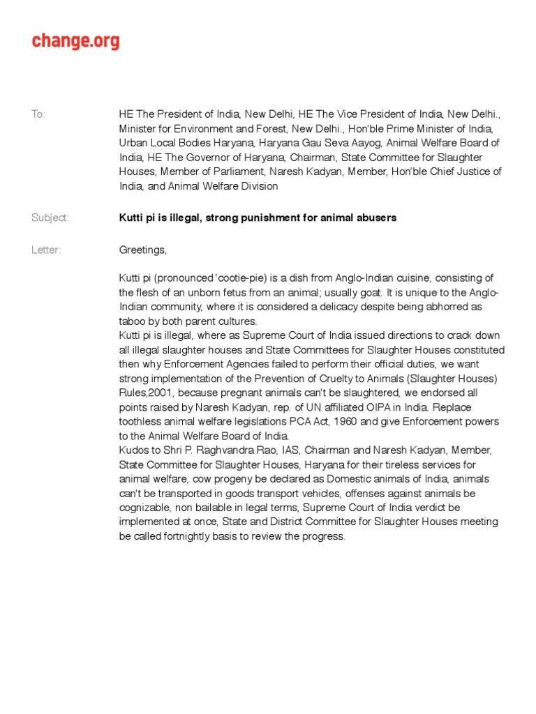 Kutti Pi: Call for Animal Welfare Action | PDF