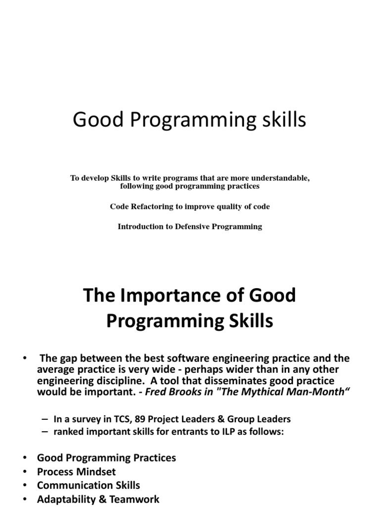 Good Programming Skills | PDF | Subroutine | Computer Programming