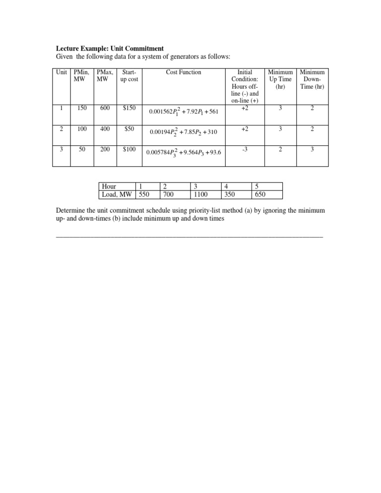 Unit Commitment by Priority List Method | PDF | Technology & Engineering