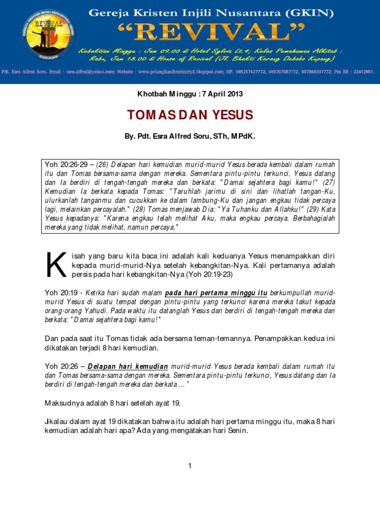 Tomas Dan Yesus PDF | PDF