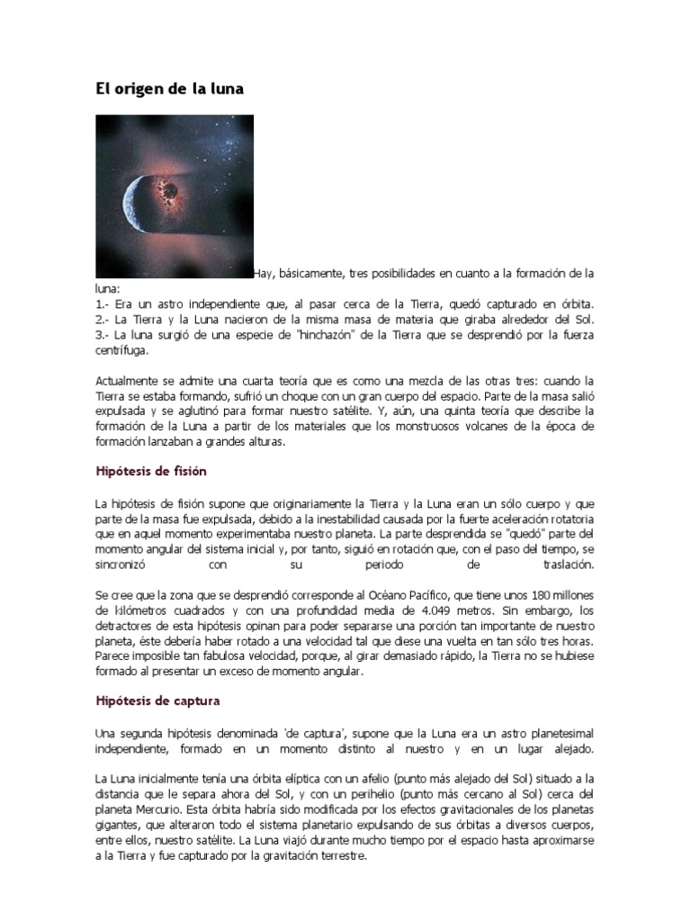 El Origen de La Luna | PDF | Luna | Tierra