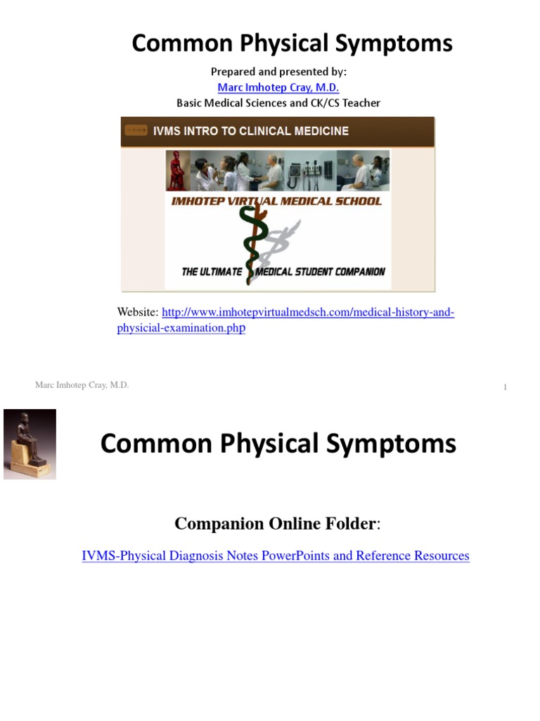 IVMS ICM-Common Signs and Symptoms | PDF | Insomnia | Nausea