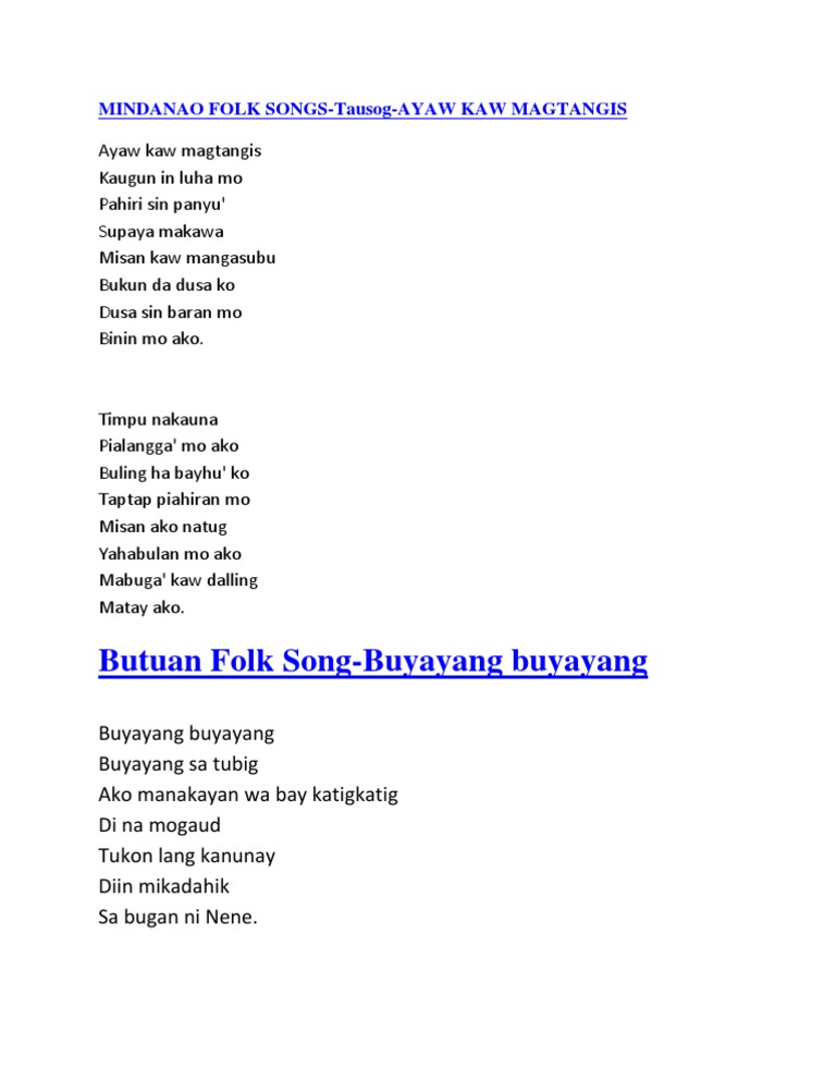 Mindanao Folk Songs | PDF