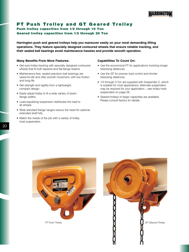 PT Push Trolley and GT Geared Trolley | PDF | Bearing (Mechanical ...