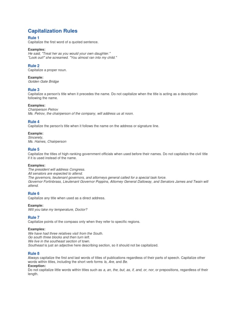 Capitalization Rules: Rule 1 | PDF | Foreign Language Studies | General ...