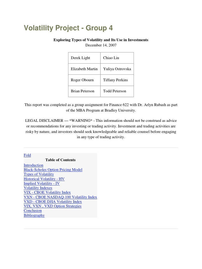 Volatility Project | PDF | Vix | Black–Scholes Model