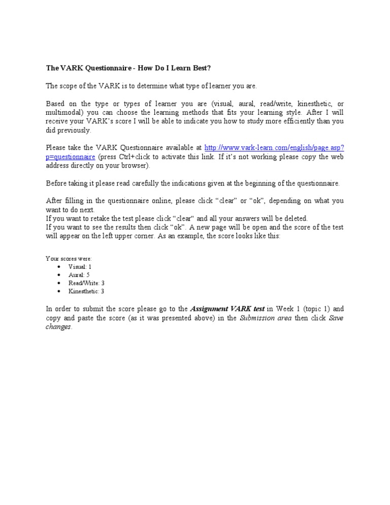 The VARK Questionnaire | PDF