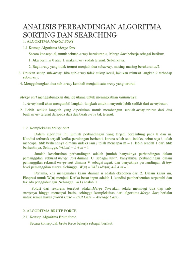 Analisis Perbandingan Algoritma Sorting Dan Searching | PDF