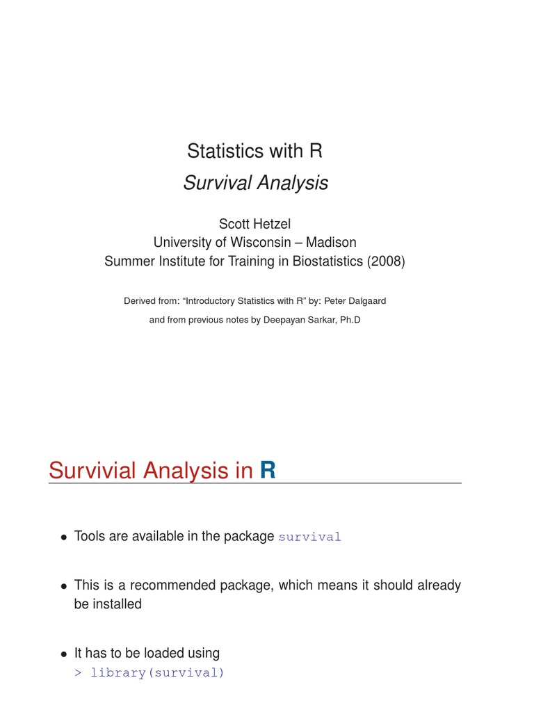 Statistics With R Survival Analysis Pdf Statistical Analysis Teaching Mathematics