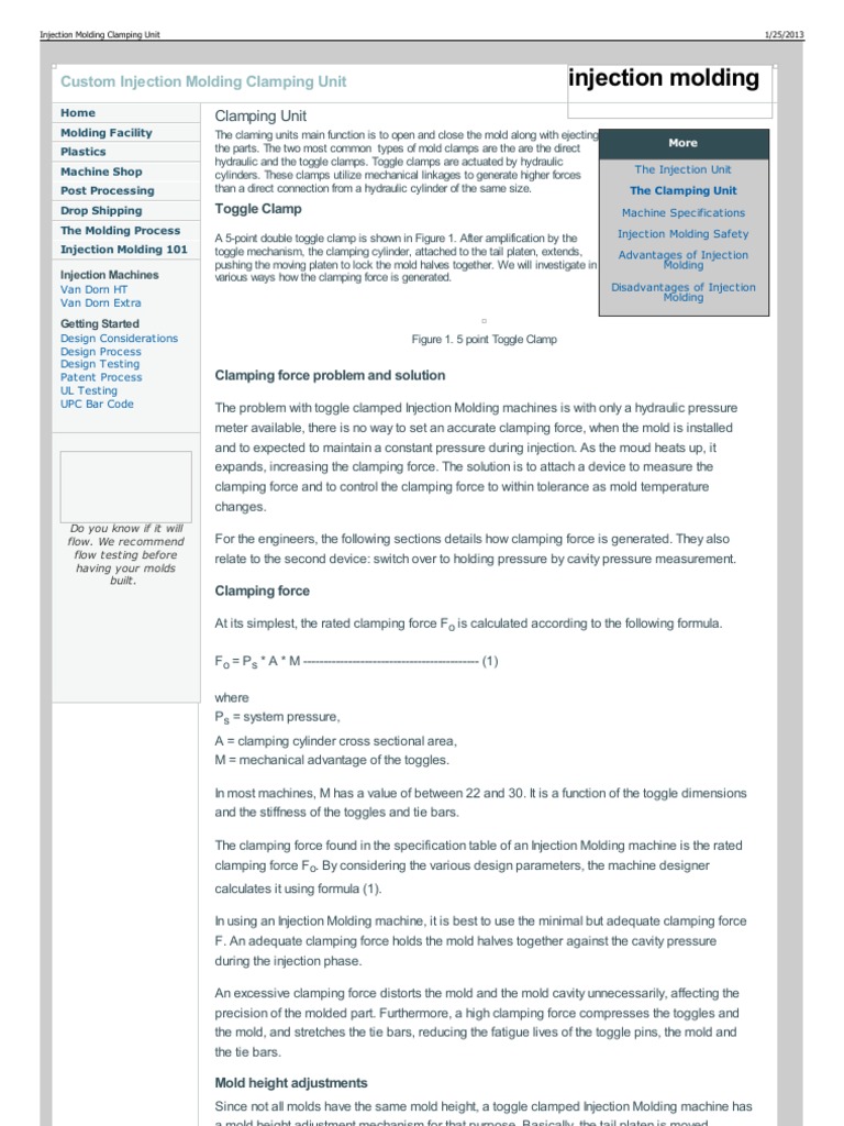 Injection Molding Clamping Unit | PDF | Machines | Force