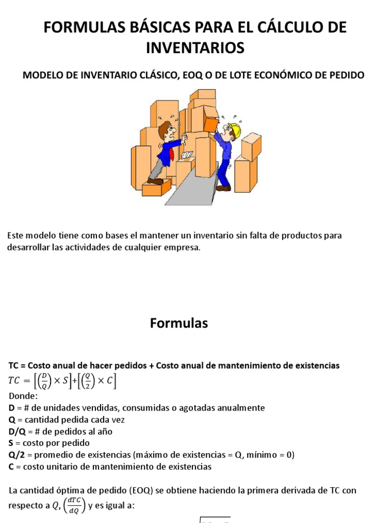 Formulas Básicas para El Cálculo de Inventarios