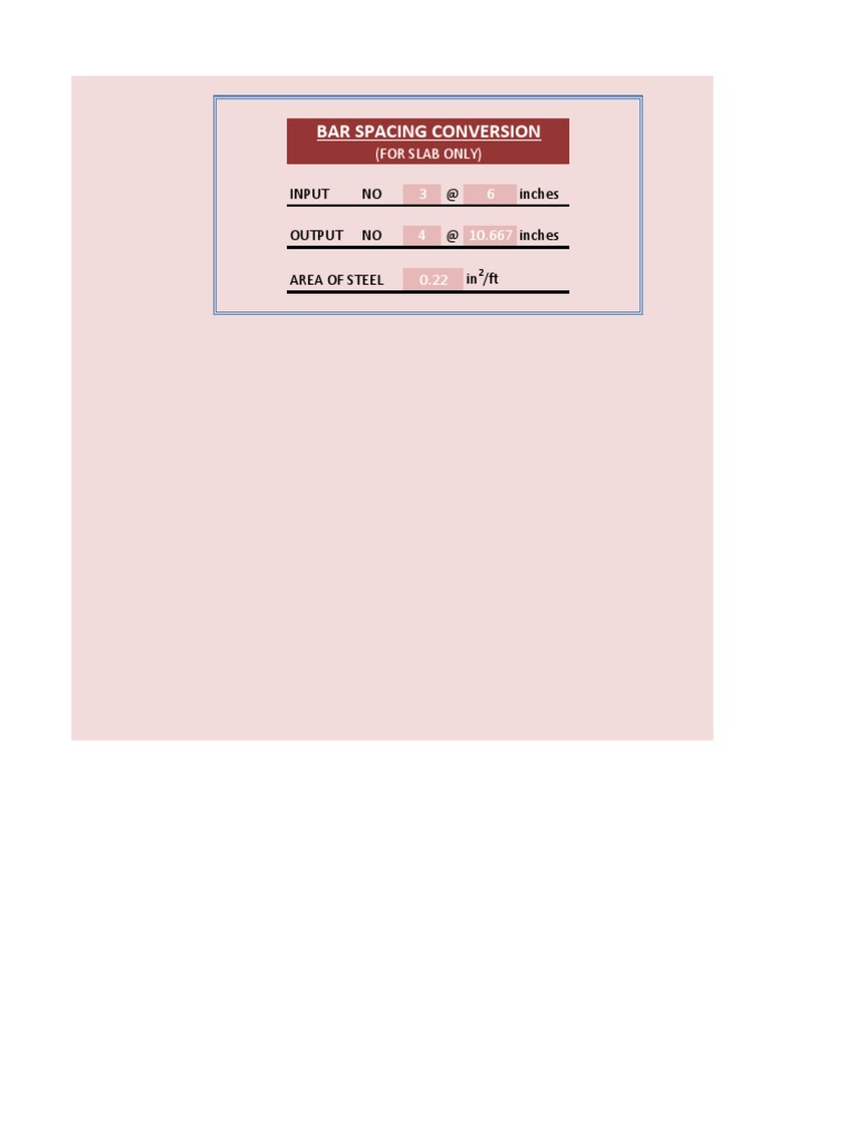 Bar Spacing Conversion for Slabs | PDF | Technology & Engineering