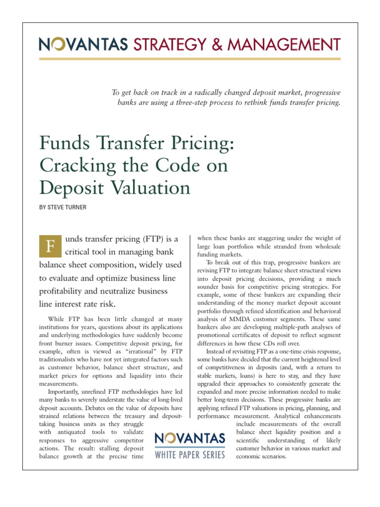 Funds Transfer Pricing: Cracking The Code On Deposit Valuation | PDF ...