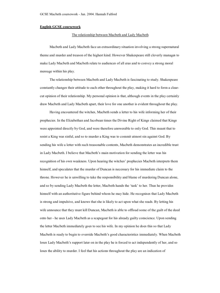 The Relationship Between Macbeth and Lady Macbeth PDF | PDF | Macbeth ...