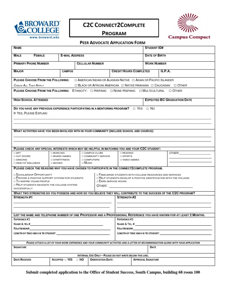Peer Advocate Application for C2C Program | PDF | Business | Finance ...