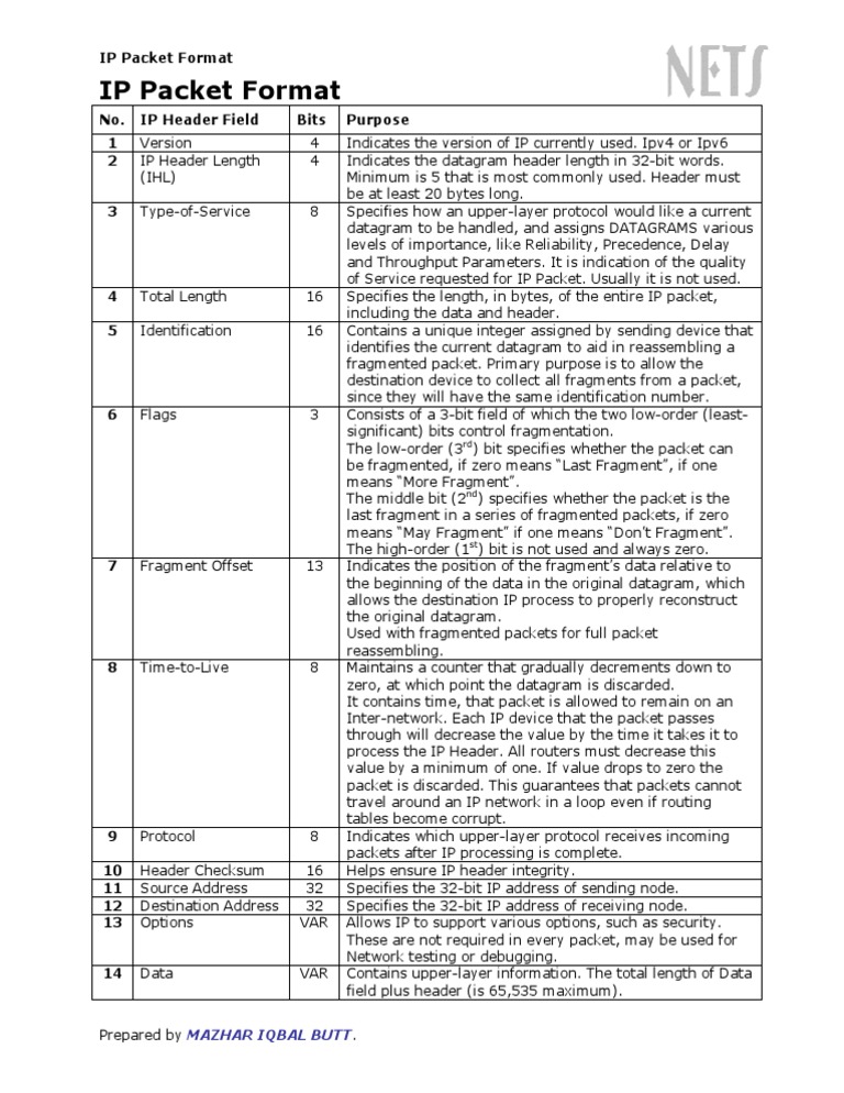 IP Packet Format.pdf | Internet Protocols | Network Packet