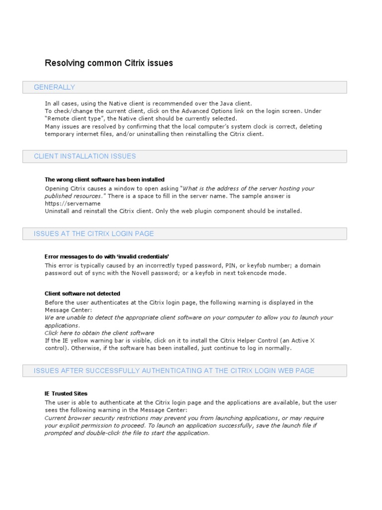 Common Citrix Issues and Solutions | PDF | Business