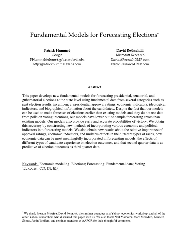 Fundamental Models Elections | PDF | Opinion Poll | Forecasting