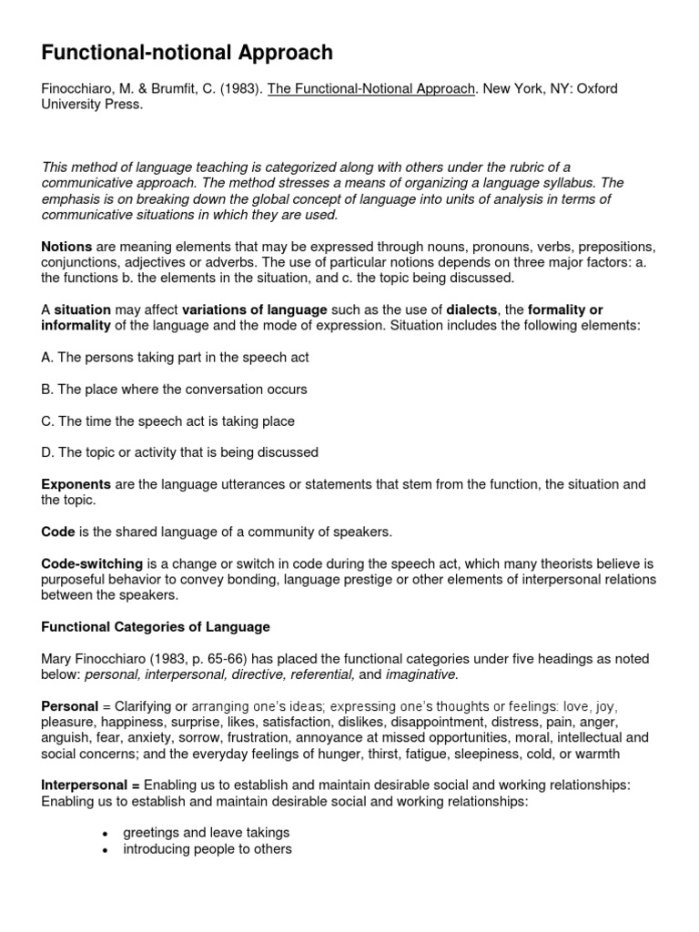 Functional Notional Approach | PDF | Interpersonal Relationships ...