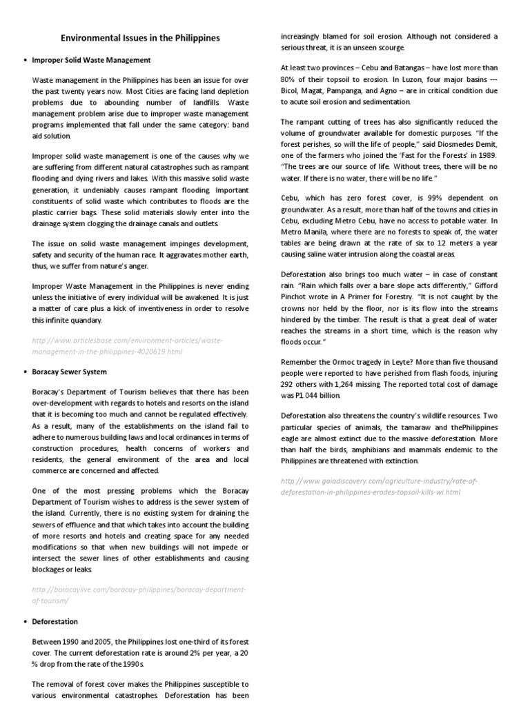 Environmental Issues in the Philippines | Deforestation | Waste